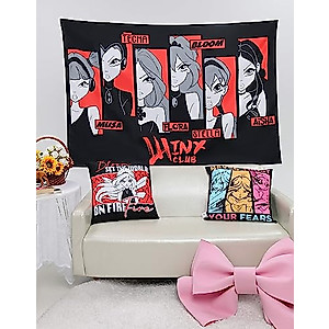 Winx Club Tapestry Wall Hanging Kawaii Friendship Dark Gothic Wall Tapestry for Living Room Bedroom (Pink)