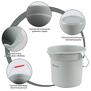Uumitty 4 Packs 14 Quart Commercial Cleaning Pail, Round Utility Bucket with Handle, Plastic Water Container Cleaning Bucket