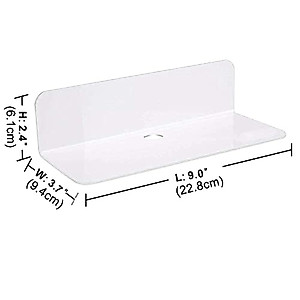 CALIDAKA 2 Pack Wall Mounted Floating Shelves No Drill Adhesive Shelf Acrylic Wall Shelves Hanging Mini Shelf Bookshelves Display Shelf for Bathroom Kitchen Living,Kitchen,Room Bedroom