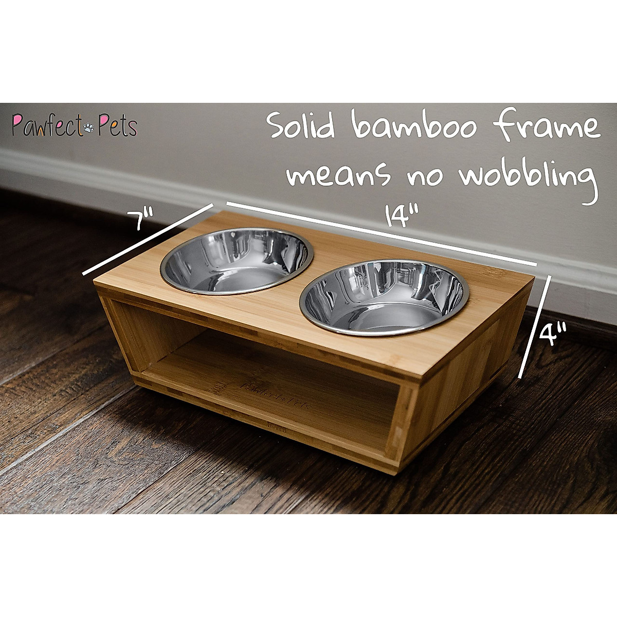 4” Raised Dog Bowls for Small Dogs and Cats. Elevated Dog Bowl Stand by Pawfect Pets. Pet Feeder Comes with Four Stainless Steel Dog Bowls