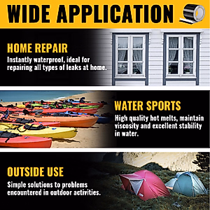 VIVIDA Waterproof Patch and Seal Tape, 4" × 10' Waterproof Tape for Outdoor Use, Patch and Seal Tape Waterproof Tape for Leaks, Underwater Repair, Black, 1 Roll