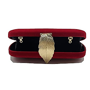 Yoofashion Evening Bag for Women Small Cultch Handbag Wedding Party Crossbody Shoulder Bag, Red-velvet