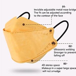 SINYEE KF94 Face Protective Mask for Adult - 60 Packs Individually Packaged - 4 Layer Disposable Safety Dust Mask Multicolor