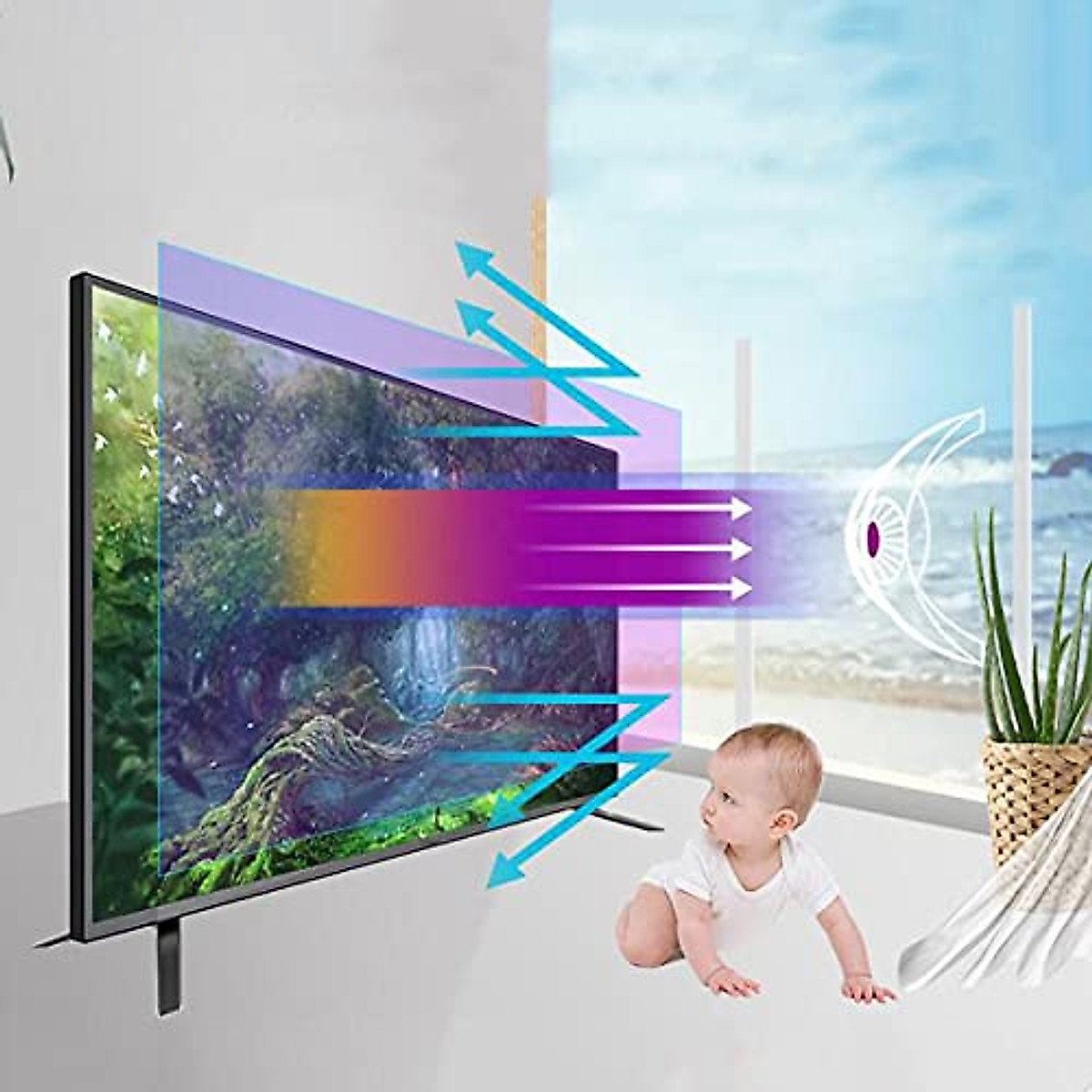 WLWLEO Anti Blue Light Screen Protector for 75 Inches TV Filter Out Blue Light ＆UV Anti-Glare Protector Film for 32/43/50/55/60/65/70 Inch Monitors TV Accessories,55" 1211X689mm