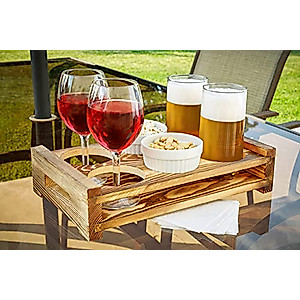 Mloxy Whiskey Glass Server Universal | Drink Carrier Six Glass Holder| Rustic Wood Bar Serving Tray | Server Tray for Home & Bars | 13.5x8x3” Bar Tray | Whiskey Serving Tray | Drink Caddy