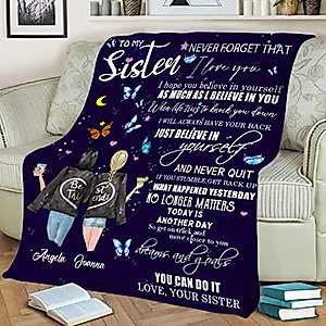 D-Story Custom Blanket to My Sister, Sister Birthday Gifts from Sister for Women,Sister Blanket with Name,Sister Gifts from Sisters,Gifts for Sister Women Female