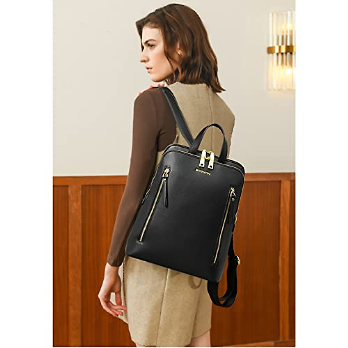 BOSTANTEN Leather Backpack for Woman Work Travel Backpack Stylish Ladies Shoulder Bags