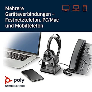 Poly - Voyager Focus 2 Office USB-A (Plantronics) - Bluetooth Dual-Ear (Stereo) Headset with Boom Mic - USB-A PC/Mac/Desk Phone Compatible - Active Noise Canceling - Works with Teams, Zoom & More