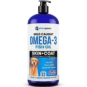 Omega 3 Fish Oil for Dogs - Better Than Salmon Oil for Dogs - Dog Fish Oil Supplement - Reduce Shedding & Itching - Supports Joints, Brain, Heart Health- Dog Skin and Coat Supplement - Fish Oil Liquid