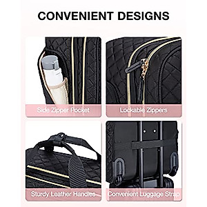 BAGSMART 17.3 Inch Rolling Laptop Bag Women Men,Rolling Briefcase for Women with Wheels,Rolling Computer Bags Laptop Case for Work Travel Business,Quilted Black