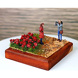 40 Pcs Flower Cluster Flower Vegetation Groups Grass Tufts Miniature Static Scenery Model for DIY Architecture Building Model Railway Train Diorama Garden Scenery Landscape Layout (Red)