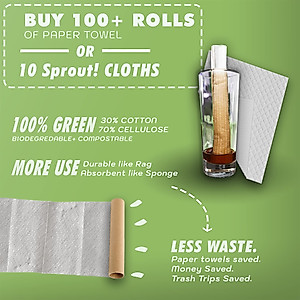 Sprout! Swedish Dishcloths for Kitchen, Household & Commercial Cleaning | Durable & Reusable Cellulose Sponge Cloths with Laundry Bag | Absorbent & Hygienic Paper Towel Replacement | Pack of 10