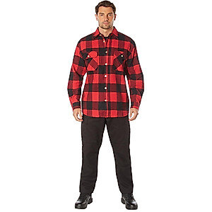 Rothco Buffalo Plaid Flannel Shirt - Rugged Comfortable and Warm Outdoor Shirt Jacket (US, Alpha, Large, Regular, Regular, Red Plaid)