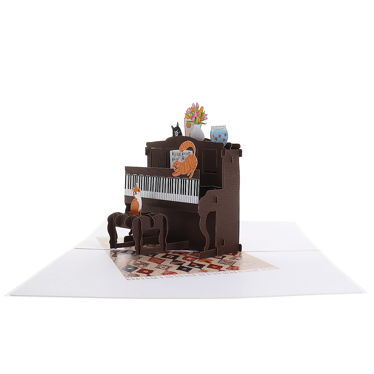 iGifts And Cards Crazy Cats With Fancy Piano 3D Pop Up Greeting Card - Cute Music Graduation Card, Awesome Cat Lovers Gift, Funny Happy Birthday Wish, Feline Party, Housewarming, Best Friendship