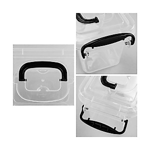 Asking 6-Pack Mini Clear Plastic Bins with Lids, Plastic Storage Box with Black Handles, 1.5 L