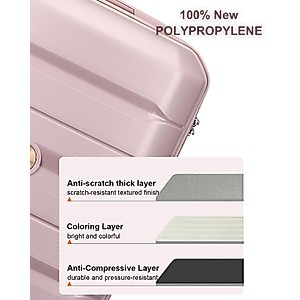 Somago Hardside Spinner Carry On Suitcase Lightweight Luggage Sets with TSA Lock (Nude Pink,14/20)