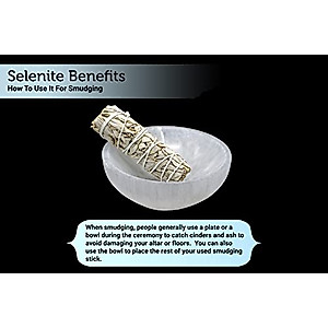 Soul Sticks Selenite Crystal Bowls for Smudging, Healing, Recharging Crystals | Pure Selenite Smudge Bowl & Crystal Charging Station Ethically Sourced in Morocco (5 Inch (Pack of 1))