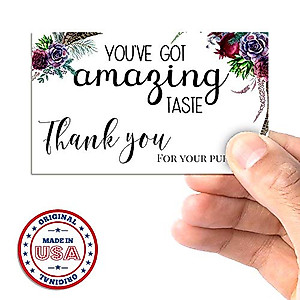 You've Got Amazing Taste Floral Thank You Customer Appreciation Package Inserts for Small Businesses, 100 2" X 3.5” Single Sided Insert Cards by AmandaCreation