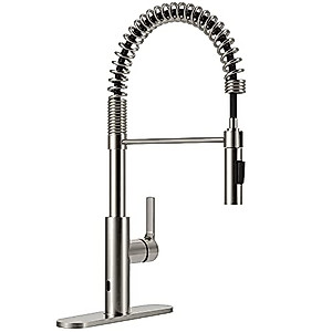 ANZZI 21.7 in. Ola Series 1.8 GPM Single Handle Pull Down Sprayer and Touchless Kitchen Faucet in Brushed Nickel Finish | KF-AZ303BN