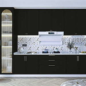 Yancorp Matte Black Wallpaper Plain Vinyl Film Self-Adhesive Shelf Liner Drawer Peel-Stick Desktop Removable (16"x78.7", Black)…