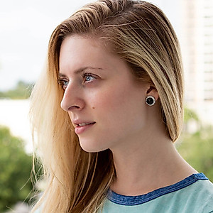 PammyJ Bridal Earrings | 15mm Crystal Round Earrings (Black)