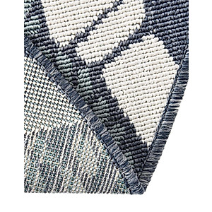 Unique Loom Outdoor Coastal Collection Area Rug - Helm (7' 1" Round, Navy Blue/ Ivory)