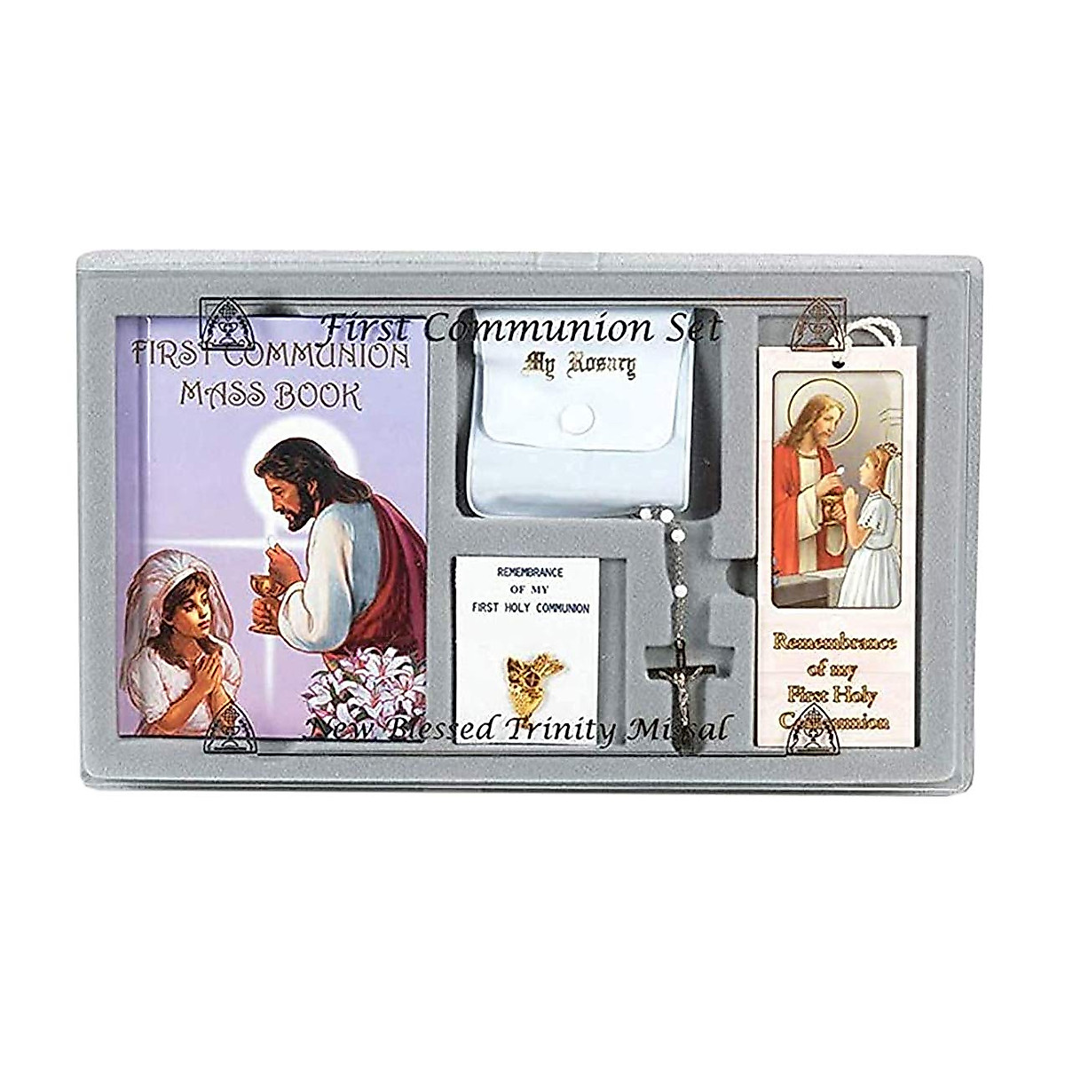 Communion Gifts First Set with Rosary and Mass Book (Pink)
