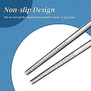 CATHYLIFE Metal Chopsticks, East Asian Ethnic Style Colorful Laser Engraving, Stainless Steel Titanium Plated, Dishwasher Safe, Chinese Japanese Korean Oriental Gifts, 5 Pair with Gift Bag Set.(All)