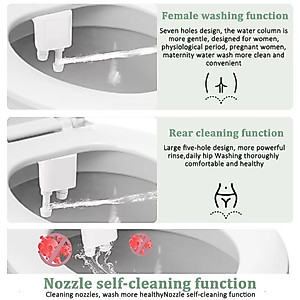 bbJJbbY Bidet Attachment for Toilet UK, Toilet Bidet Attachment, Ultra-Slim Bidet Sprayer with Dual Nozzle, Non-Electric Bidet Spray Adjustable Pressure for Feminine/Posterior Wash Home Supplies