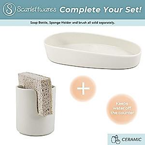 Scarlettwares Dish Sponge Holder Kitchen Sink Organizer Ceramic White Dishwasher Safe Modern Rustic Farmhouse Elegant Cute Sturdy No Rust