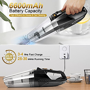 luium Handheld Vacuum Cordless, Car Vacuum Cordless Rechargeable, Wet-Dry Use Portable Hand Vacuum Cleaner with High Power 9Kpa Strong Suction, Reusable Filter and LED Light for Car, Home, Office