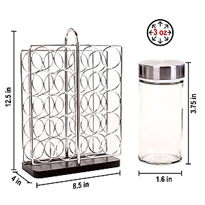 orii 20 Jar Spice Rack Stainless Steel Filled with Spices - Standing Rack Shelf Holder & Countertop Spice Rack Tower Organizer for Kitchen Spices with Free Spice Refills for 5 Years