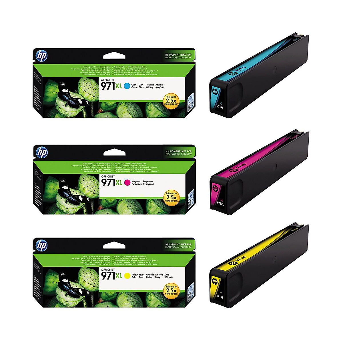 HP 971XL High Yield Original Ink Cartridge, Cyan/Magenta/Yellow