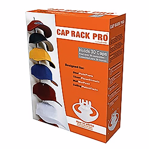 Perfect Curve Cap Rack Pro System – Hat Rack for Baseball Caps | Over Door Organizer | Baseball Cap Organizer |Hat Hangers for Closet |Hat Organizer for Wall | 10 Clips Hold up to 30 caps | White