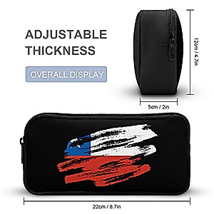 Vintage Chile Flag Teen Adult Pencil Case Large Capacity Pen Pencil Bag Durable Storage Pouch