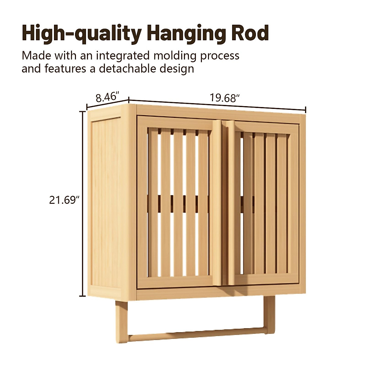 BAOMKONG Bamboo Medicine Cabinet Bathroom Cabinet Wall Mounted with Towels Bar Over The Toilet Storage Cabinet with 2 Door Sturdy Bathroom Wall Cabinet for Bathroom Laundry Room Kitchen, #02 Natural