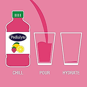 Pedialyte AdvancedCare Electrolyte Solution, 1 Liter, 4 Count, with PreActiv Prebiotics, Hydration Drink, Strawberry Lemonade