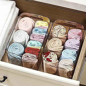 5-Compartment Clear Plastic Bin - Divided Cosmetic Makeup Caddy Organizer - Multiuse Storage Container for Vanity, Bathroom, Kitchen, Pantry, Office, Craft, Utensil, Shower, Cleaning Items, (1 Pack)