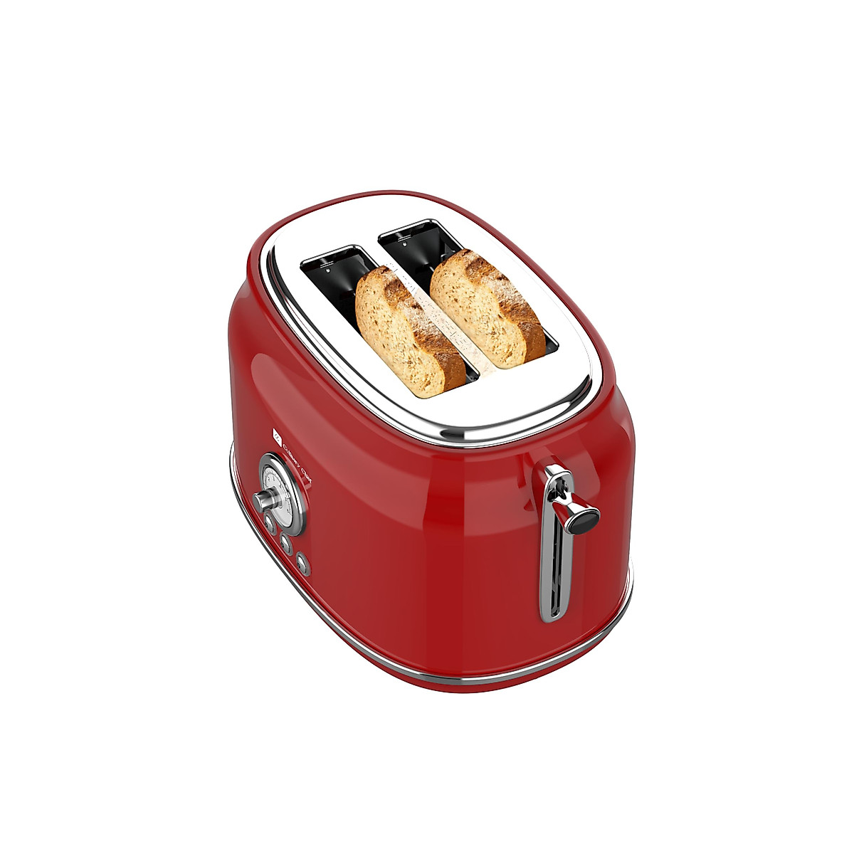 CULINARY CHEF CCTO102-RED, 2 Slice Toaster, Retro Style, Wide Slot for Bread, English Muffins, Croissants, and Bagels, 5 Adjustable Toast Settings, Cancel and Defrost, 900w, Red