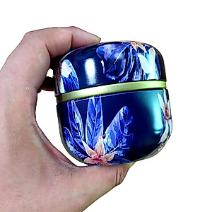 Topwon 3.15" Powder Case with Puff, BPA Free, Fluffy Plush Powder Puffs Container, Baby Women's Body Loose Dusting Dry Powder Box, Travel&Home Use, Blue Flower