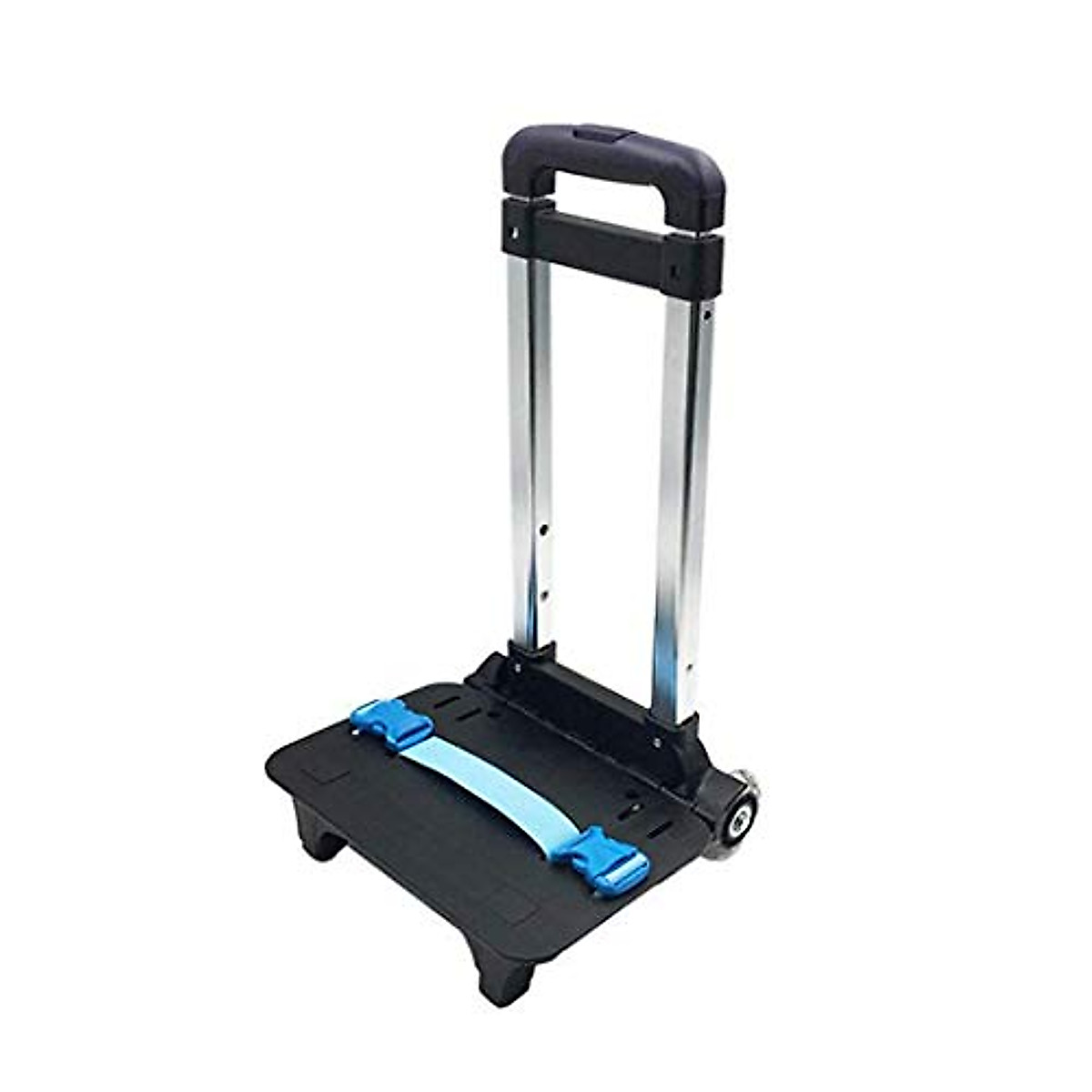 Backpack Hand Truck Wheeled Cart Trolley Hand Aluminium Alloy Folding Trolley Cart for Schoolbag/Backpack (Black with Two Wheels)