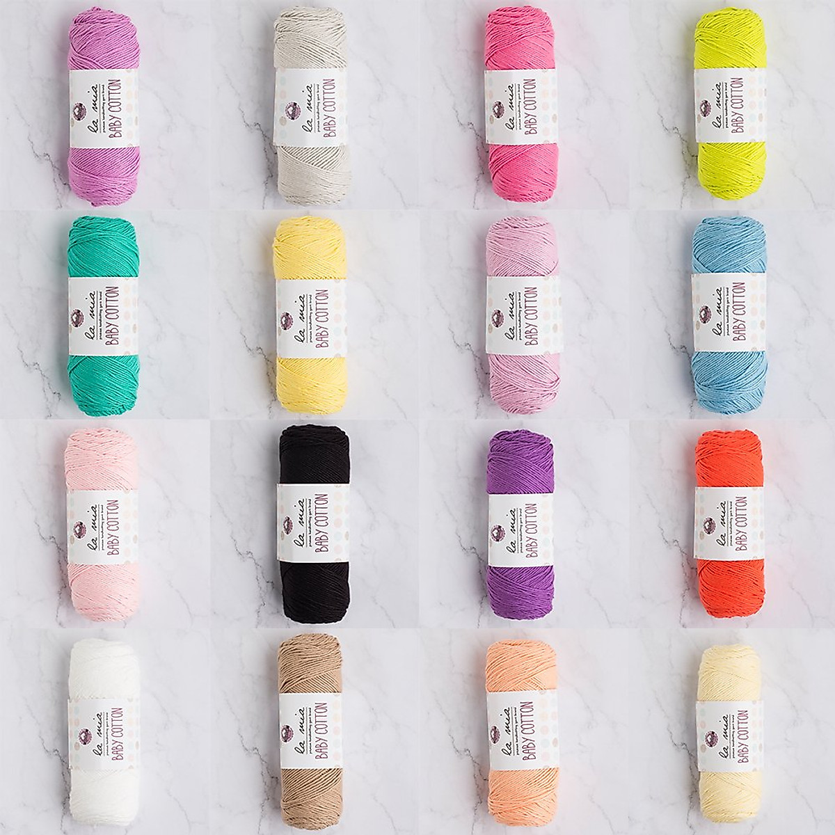 3 Skein La Mia Baby 50% Cotton Total 10.5 Oz Each 3.5 oz (100 g) / 218yd (200m), Medium, Worsted, Super Soft Yarn, Best for Baby and Amigurumi, Blue - L035