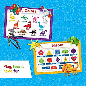 Simply Magic 5 Placemats for Kids - Kids Placemats Non Slip, Washable Reusable Toddler Placemats, Educational Placemats: Alphabet ABC, Shapes, Colors, Numbers, Solar System, Plastic Placemats for Kids