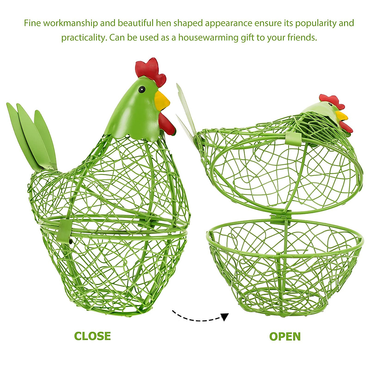 Egg Gathering Basket Egg Basket Metal Wire Egg Baskets Easter Hen Shape Chicken Egg Basket Farmhouse Kitchen Organizer for Eggs Fruit Kitchen Living Room Home Decor