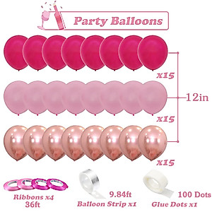 Pink 21st Birthday Decorations for Her Rose Gold Hot Pink Balloons, Happy Birthday Banner Pink, 21 Balloon Number Rose Gold, Hot Pink Lips Balloon, Champagne Bottle Balloon, Finally 21 Bday Supplies