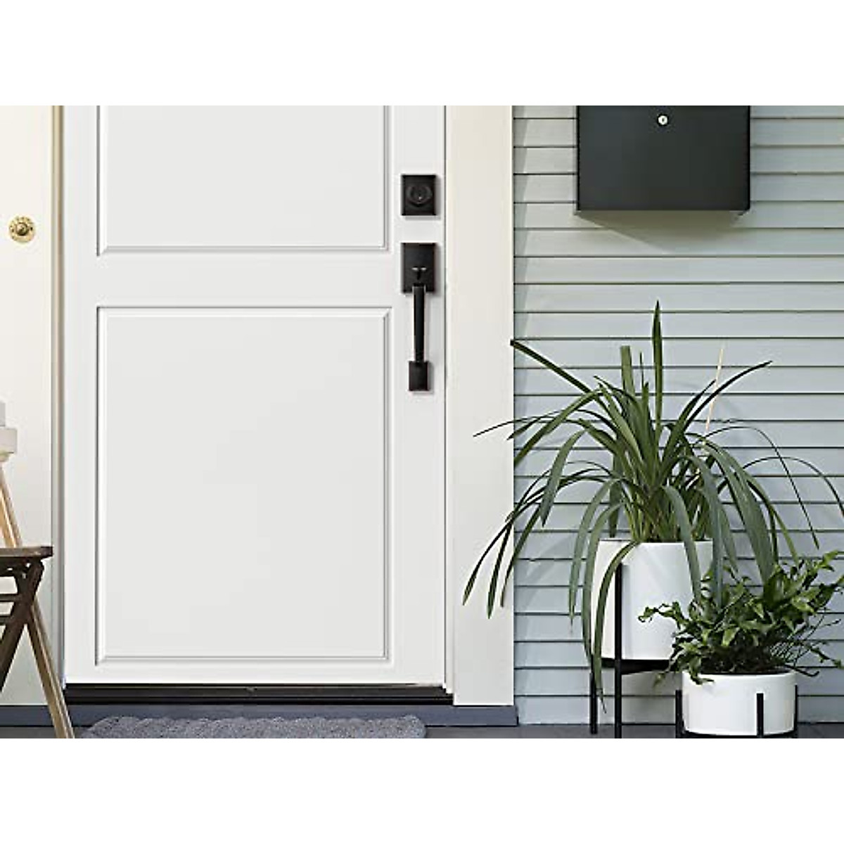 Brightify Oil Bronze Front Door Handle, Oil Bronze Exterior door handle with Door Lever, Modern Front Door Lock Set, Adjustable Deadbolt Lock Set with Single Cylinder, Reversible for Right&Left Handed