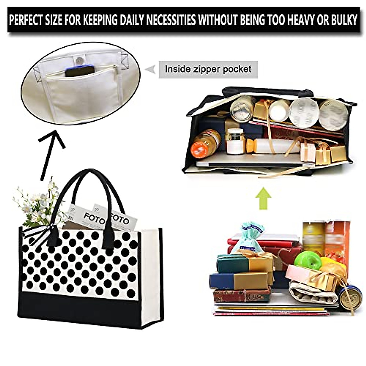 SUNELGIRL Christmas Gifts for Women-Initial Tote Bags for Women Canvas Bag, Bride Bag Bridal Shower Gift, Gifts for Sisters