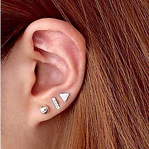 925 Sterling Silver Stud Earrings for Women Men|Hypoallergenic Earrings Stud|4 Pairs of White Gold Plated Sterling Silver Stud Earrings Set for Women