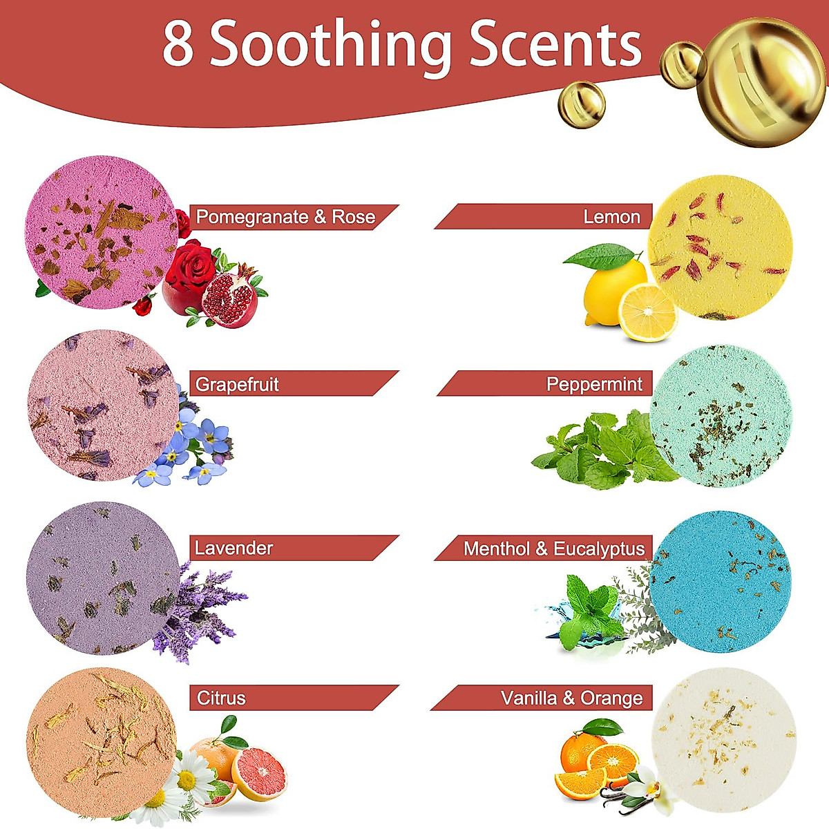 JClover Shower Steamers Aromatherapy Shower Bath Bombs with Pure Essential Oils for Home Spa. Bath Steamer Gift Set for Lovers, Wife, Moms, Christmas Birthday Mothers' Valentines' Day