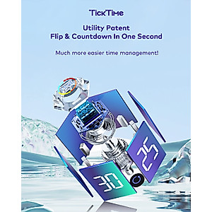 Ticktime Pomodoro Timer Clock, Productivity Timer Cube, ADHD Timer, Pause & Resume, Silent, Vibrate & Adjustable Sound Alert, for Work, Study, 5/15/25/30/45/60min & Custom Countdown, Purple